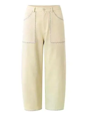 Estudio Niksen Embroidered Trim Patch Pocket Trousers - Neutrals