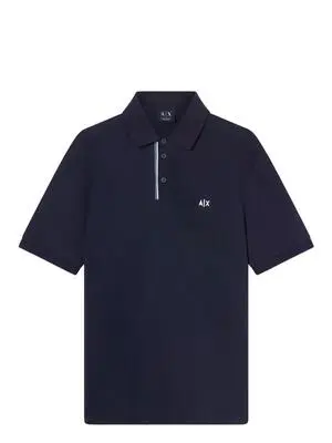 Armani Exchange Logo-print Piqué Polo Shirt - Blue
