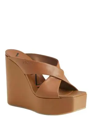 GIUSEPPE ZANOTTI Leather Wedge Sandals - Brown