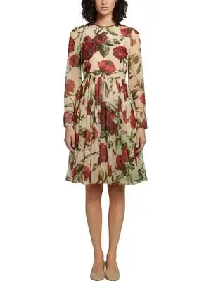 Dolce & Gabbana Floral Print Midi Dress - Neutrals