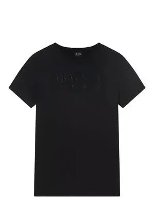 Armani Exchange Rhinestone Logo T-shirt - Black