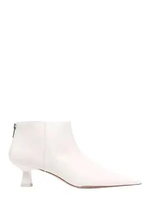 GANNI 65mm Pointed Toe Zip Up Calf Leather Boots - Neutrals