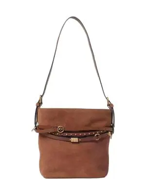 PINKO Stud-Embellished Suede Shoulder Bag