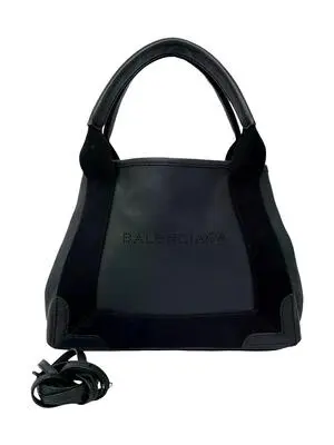 Balenciaga Calfskin Perforated Cabas Tote Xs Satchel - Black