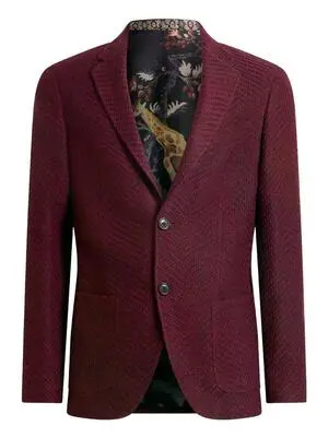 Etro Single-breasted Jacket In Mélange-effect Wool-blend Fabric - Red