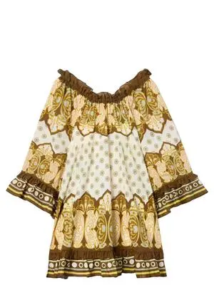 La DoubleJ Boho Placed Mini Dress - Neutrals