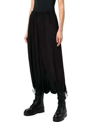 Y’s Cropped Tapered-leg Trousers - Black