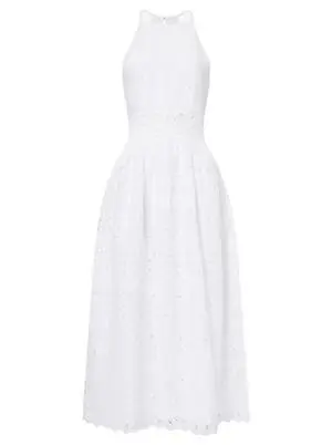 FRAME Paisley Eyelet Cotton Midi Dress - White