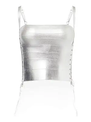 JADED LONDON Lace-up Bandage Corset Top - Silver
