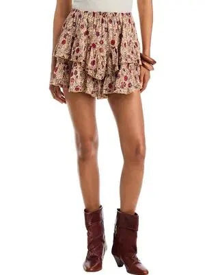 Isabel Marant Étoile Jocadia Tiered Printed Mini Skirt - Ecru/raspberry