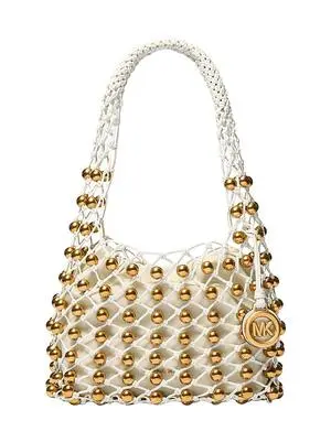 Michael Kors Michael Kors Gwen Small Woven Hobo Bag Eggshell