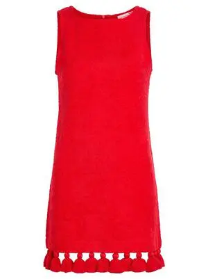 Cap D'antibes Cap D'Antibes Manon Tasseled-Hem Terry Mini Dress Red