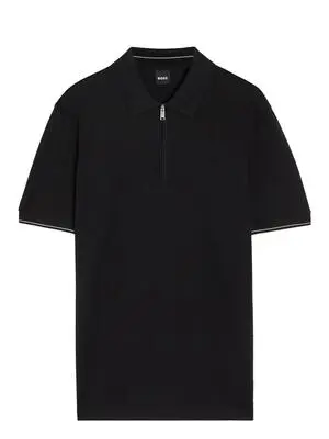 BOSS Close-knit Cotton Polo Shirt - Black