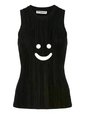 MELITTA BAUMEISTER Ribbed Crew Neck Tank Top - Black