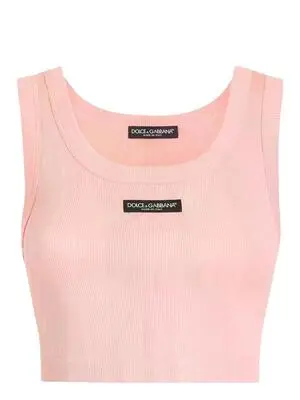Dolce & Gabbana Cropped Tank Top With Logo - Pink