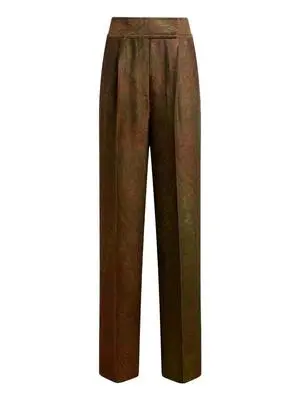 Etro Wool-blend Jacquard Paisley Motif Trousers - Brown