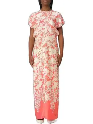 Agnona Floral Print Silk Maxi Dress - Orange