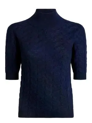 Etro Wool Mock Neck Sweater With Paisley Detailing - Blue