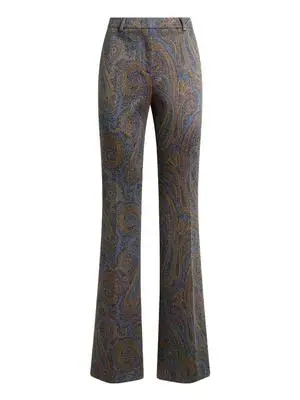 Etro Fit-and-flare Paisley Jacquard Trousers - Blue