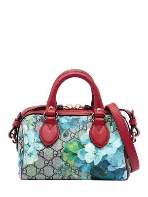 Gucci Mini Gg Supreme Blooms Boston Bag Satchel - Red