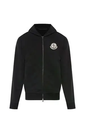 Moncler Logo Patch Zip-up Hoodie - Black