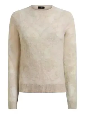 Etro Wool Jacquard Sweater With Placed Motif - Neutrals