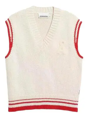 ARMEDANGELS Striped Trim V-neck Vest - Neutrals