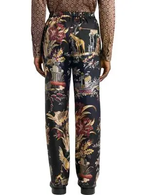 Etro Silk Pyjama-style Trousers With All-over Print - Black