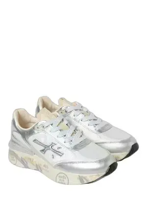Premiata Panelled Metallic Sneakers - Silver