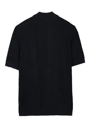 NOWADAYS Cable-knit Short-sleeve Shirt - Black