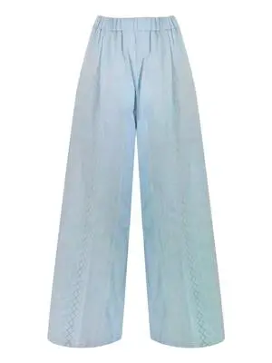 SEMICOUTURE Embroidered Palazzo Pants - Blue