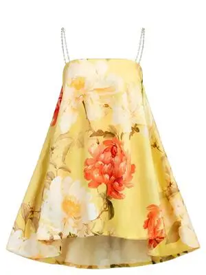 LEO LIN Patsy Floral-print Linen Mini Dress - Yellow