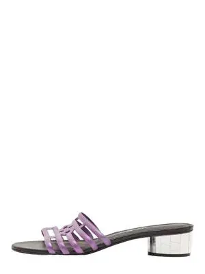 FERRAGAMO Gancini Leather Sandals - Purple