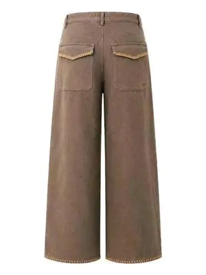 Estudio Niksen Wide-leg Trousers With Contrast Stitching - Brown