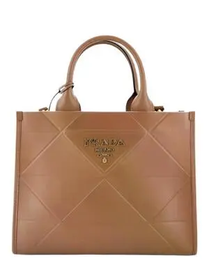 Prada Embossed Leather Small Shopper Tote Bag - Brown