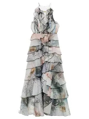 Aje Cleo Ruffled Gown - Grey