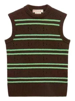 Marni Cashmere Vest With Openwork Knit - Brown