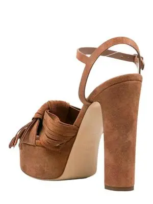 Casadei Suede Fringe Detail Sandals - Brown