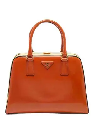 Prada Pyramid Frame Satchel Bag - Orange