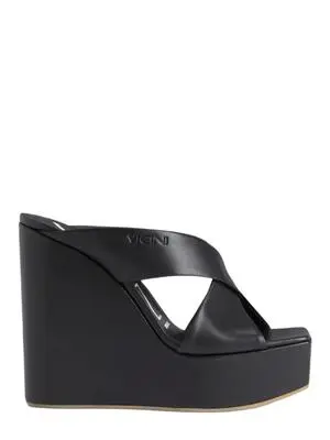 GIUSEPPE ZANOTTI Leather Wedge Sandals - Black