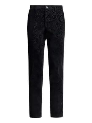 Etro Cotton Velvet Arnica Motif Trousers - Black