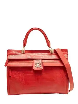 Roberto Cavalli Croc-embossed Leather Tote Bag - Red