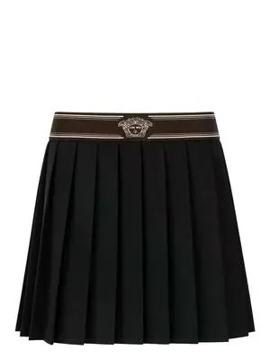 Versace Pleated Wool-mohair Mini Skirt - Black
