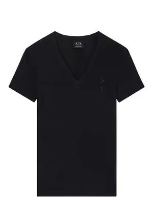 Armani Exchange Stud-embellished V-neck T-shirt - Black