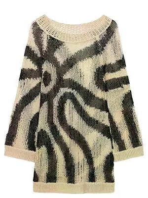 EMILIO PUCCI PUCCI Marmo Print Crochet-Knit Linen Dress