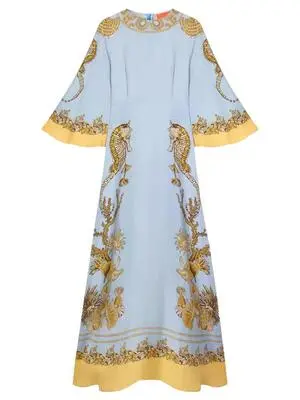 La DoubleJ Sorella Oceania Print Silk Dress - Blue