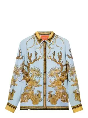 LA DOUBLEJ La DoubleJ Oceania Placed Silk Twill Button-Down Shirt