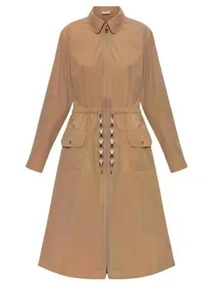 Moncler Drawstring-waist Zip-up Midi Dress - Neutrals