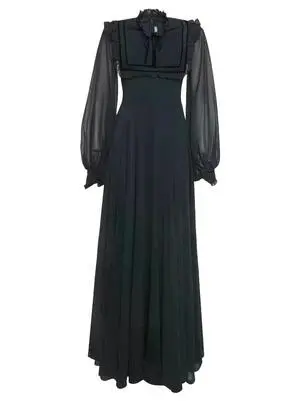 424 Ruffle-trim Lace-panel Maxi Dress - Blue