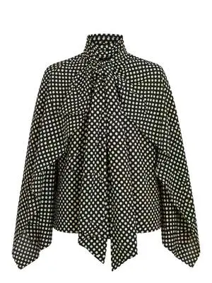 PETAR PETROV Polka-dot Tie-neck Blouse - Black